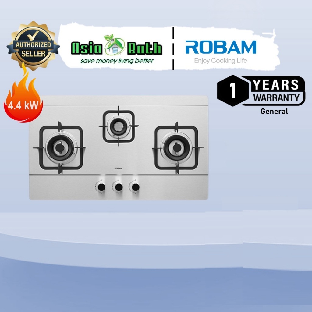 Robam G370 4.4kW Extreme Heat 3 Burner Built-in Gas Hob (Stainless ...