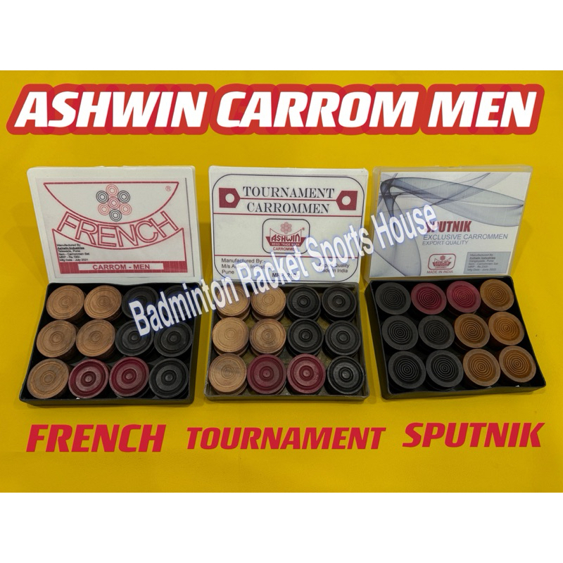 ASHWIN Carrom Seed Wood Men French and Tournament Export Quality 100% ...