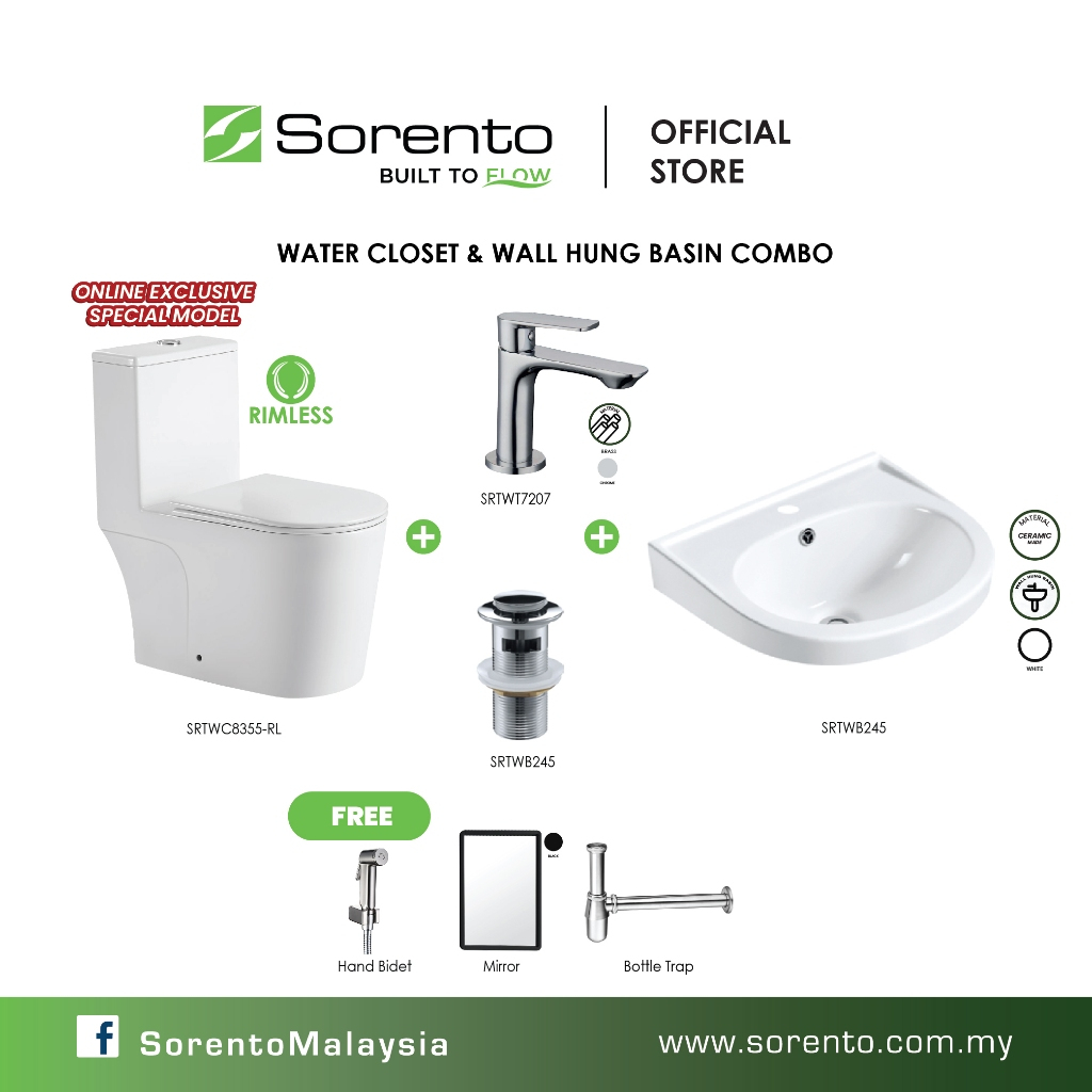 Sorento Wall hung basin combo with one piece water closet jamban wc ...