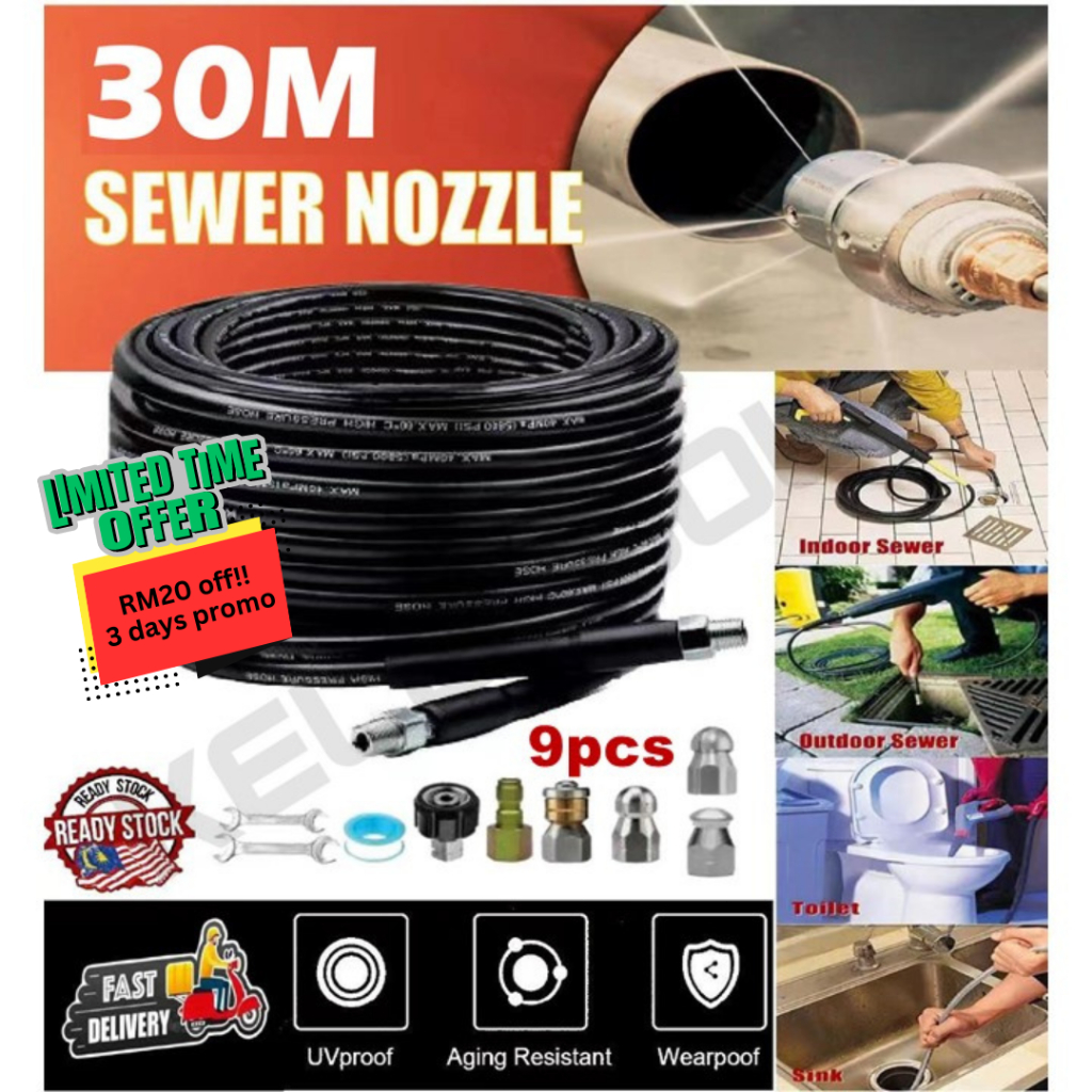 KELETOOL Sewer Jetter Nozzle Kit Jetting Nozzle Water Jet Hose Drainage ...
