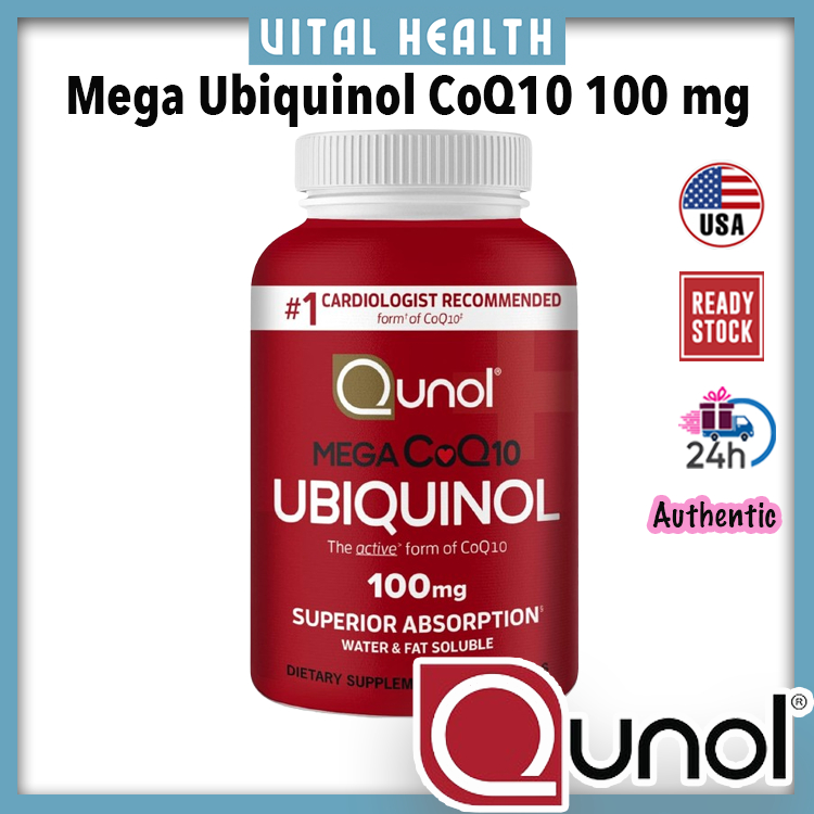Qunol Mega Ubiquinol CoQ10, 100 mg, Superior Absorption, Patented Water ...