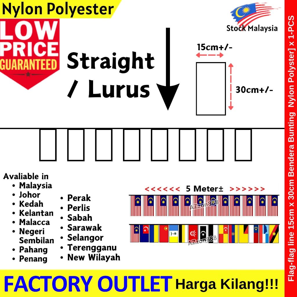 Bendera Malaysia Negeri State Flag All Malaysia Nylon Polyester #Malaysia #Negeri#Flag #2x4ft ...
