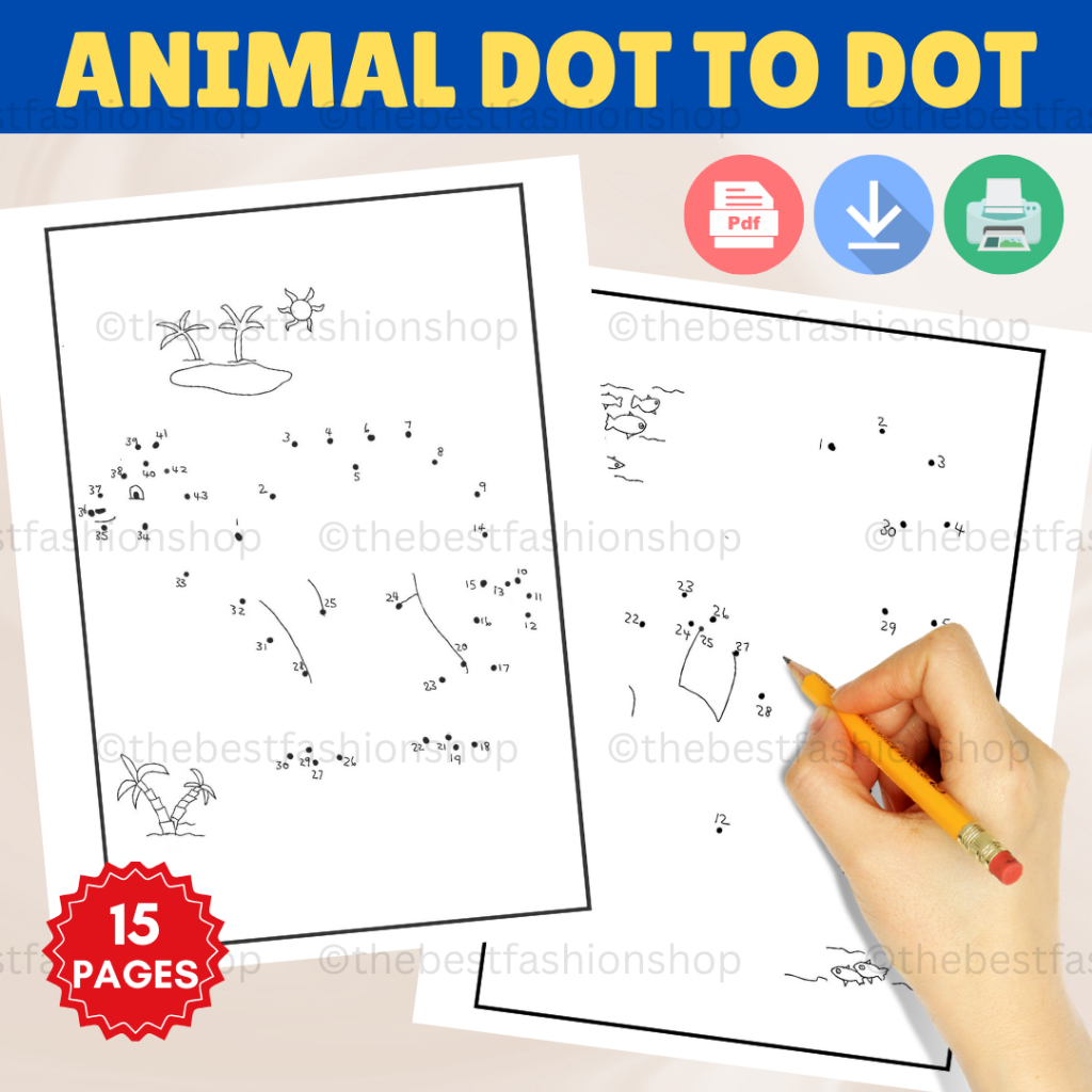 A006 [PDF] Animal Number Dot to Dot Activity Pages Printable Worksheet ...