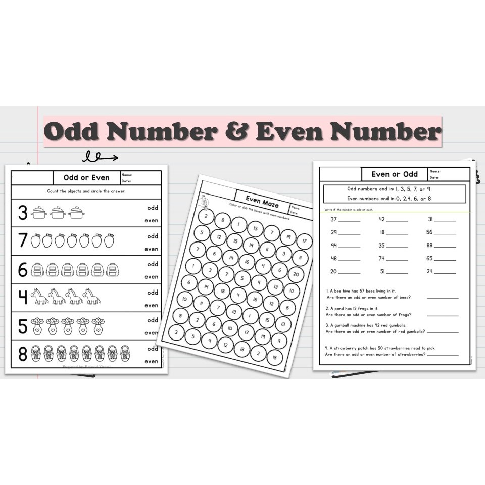 [PRE387] 15 pages Odd Number and Even Number Worksheet for Pre-school ...