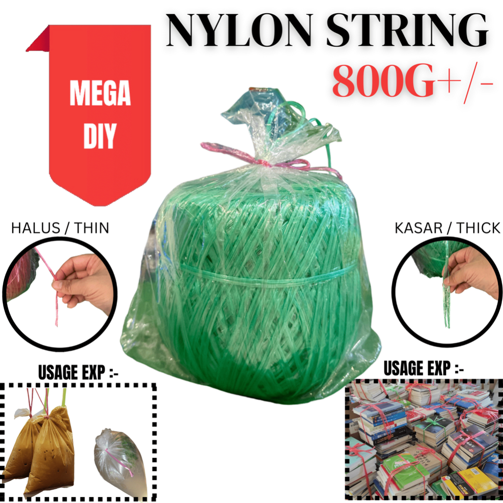 Premium Plastic Nylon String / Rafia String [800gm] - Rope / Tali Rafia ...
