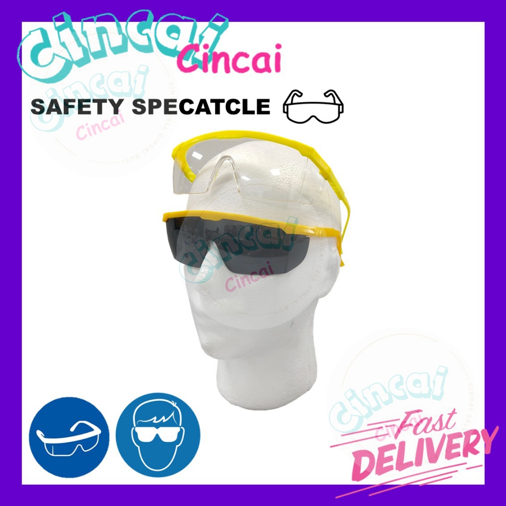 Safety Goggle Spectacle Eye Protection Clear / Dark Welding Spec Cermin ...