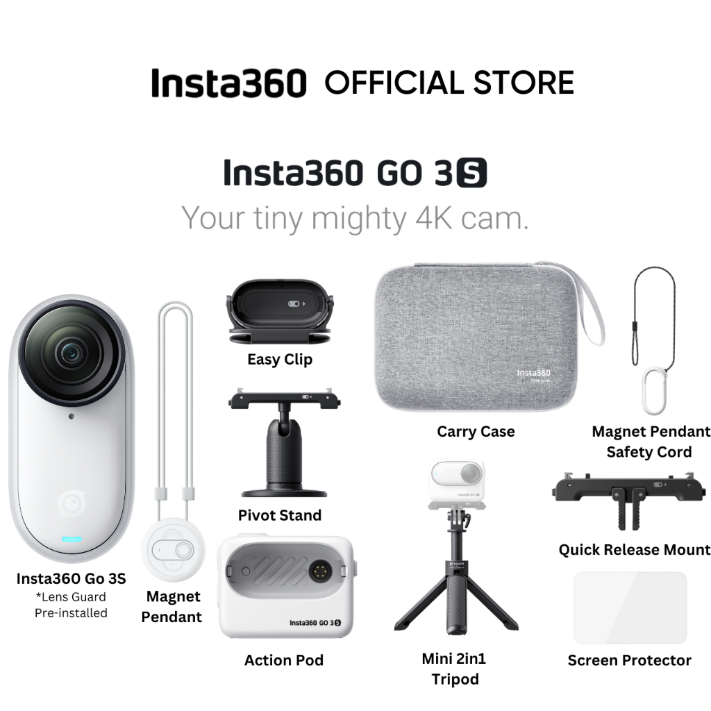 Insta360 GO 3S - The Tiny Mighty Action Cam 4K Video / GO3S | Shopee Malaysia