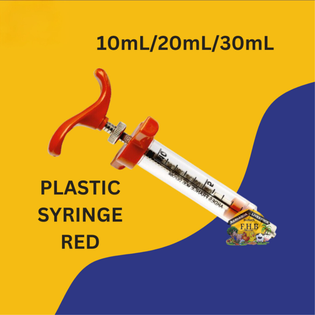 10ml Red Plastic Reusable Syringe Bird Feeding Syringe Luer Lock Tip ...