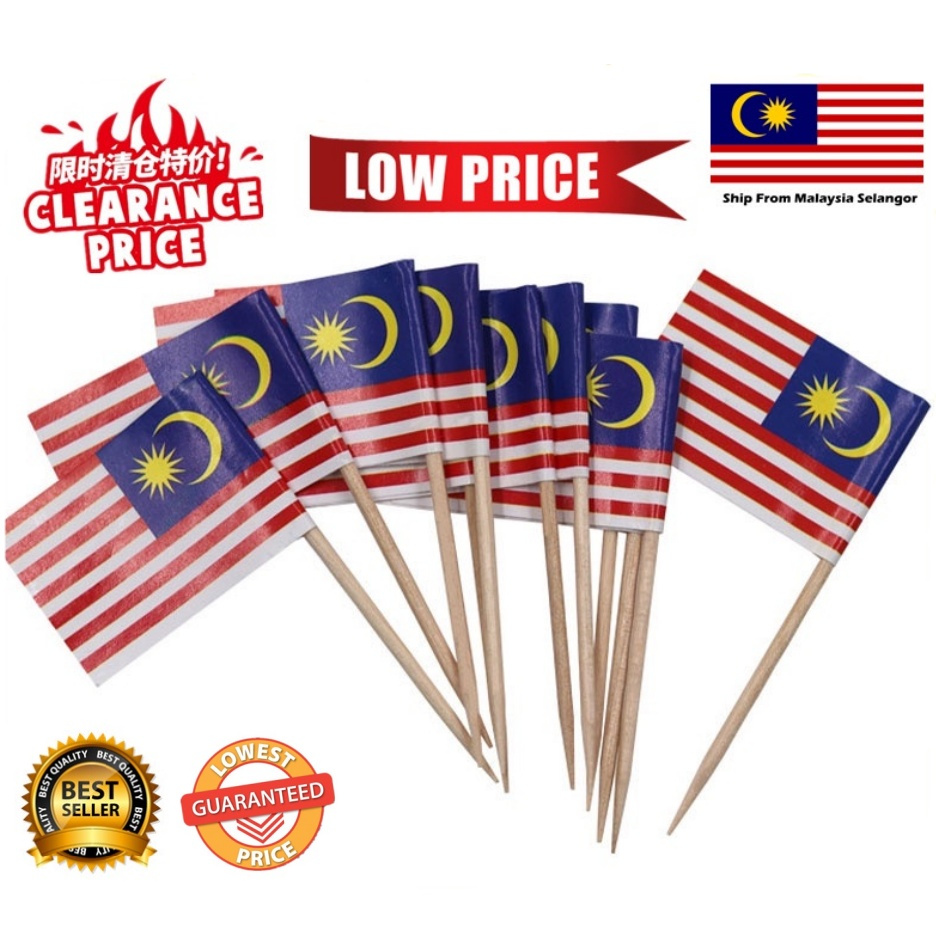 100pcs Toothpick Bendera Malaysia Merdeka Cake Topper Malaysia Flag ...