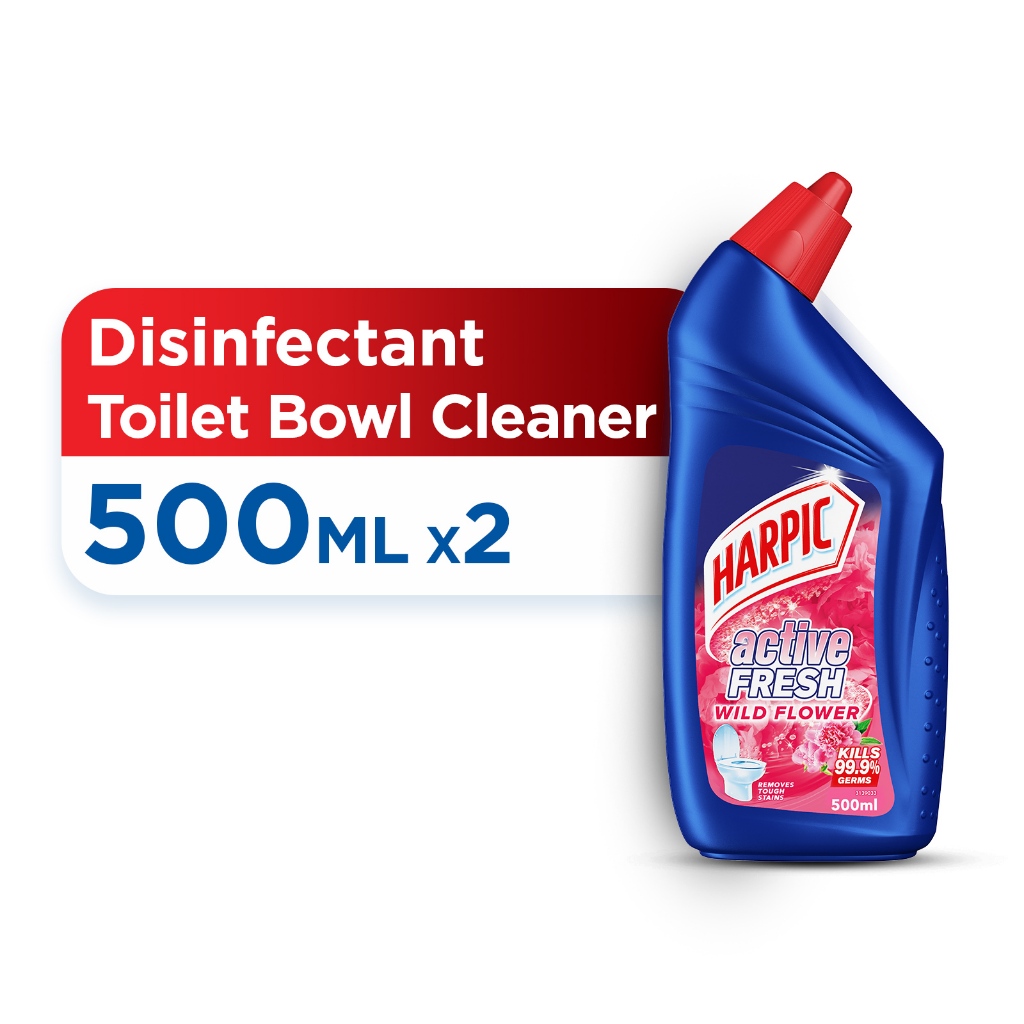 Harpic Power Plus (450mlx2) / Active Gel (500mlx2) Disinfectant Toilet Bowl Cleaner (White ...