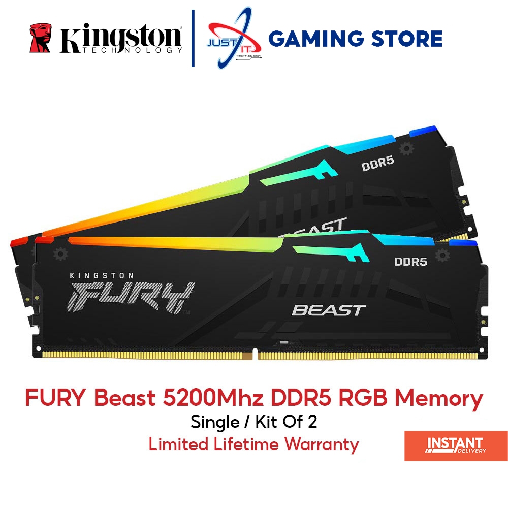 KINGSTON FURY BEAST RGB 8GB / 16GB / 32GB (2*16GB) DDR5 5200MHZ / 6000MHZ DDR5 CL40 GAMING DIMM ...