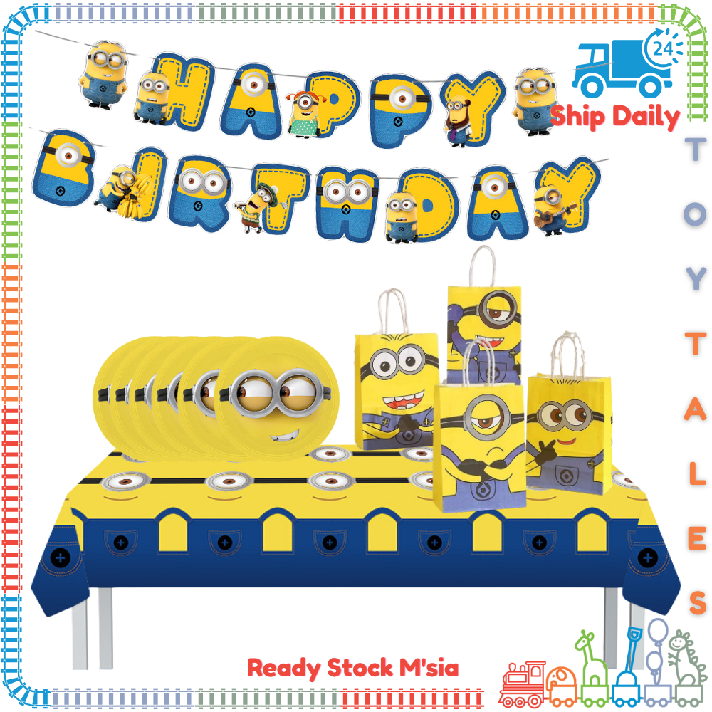 ToyTales 🍭 Minion BIRTHDAY DECORATION Set 🍭 Banner Birthday Backdrop ...