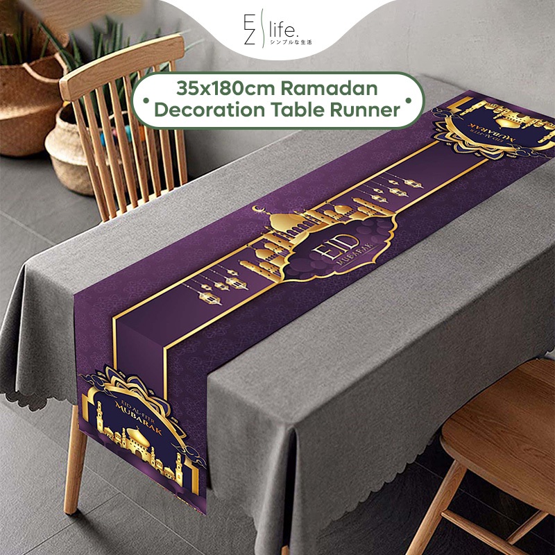 Ezlife 35*180cm Ramadan Decoration Table Runner Polyester EID Mubarak ...