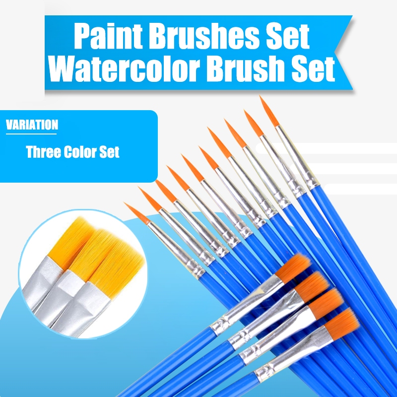 10Pcs Paint Brushes Set Watercolor Brush Set Painting Brush Acrylic Oil ...