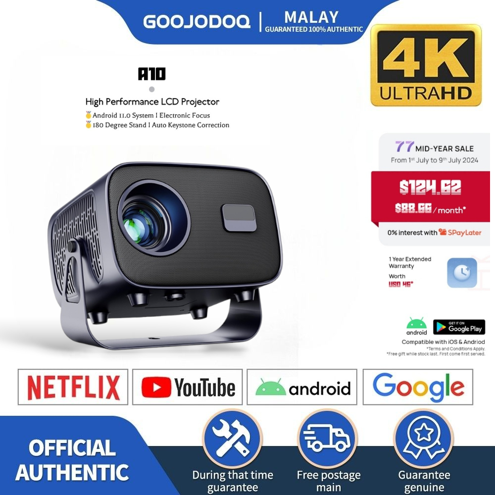 [360°Adjustable Stand] GOOJODOQ Portable LED Projector, Electronic ...
