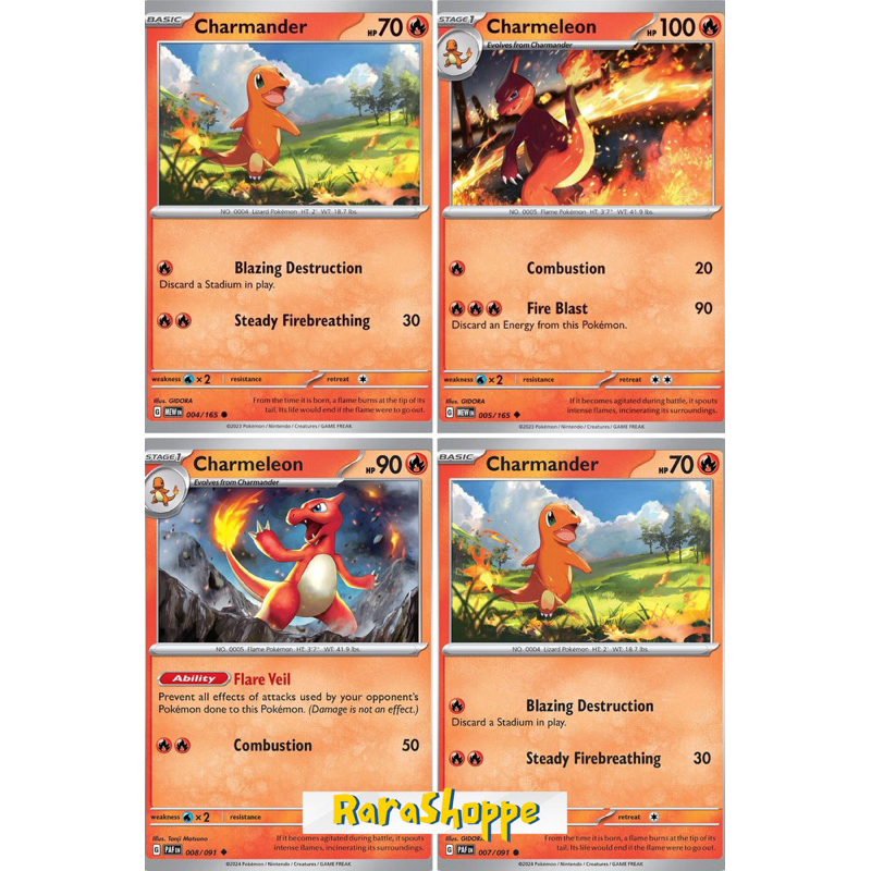 Pokemon TCG - Charmander/Charmeleon (Common/Reverse Holo) 151/Paldean ...