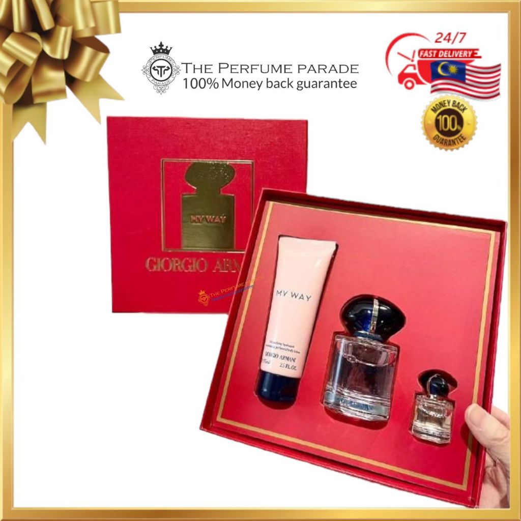 100% GENUINE PERFUME ARMANI MY WAY GIFT SET 3 IN 1 (PERFUME 50ML+ BODY ...
