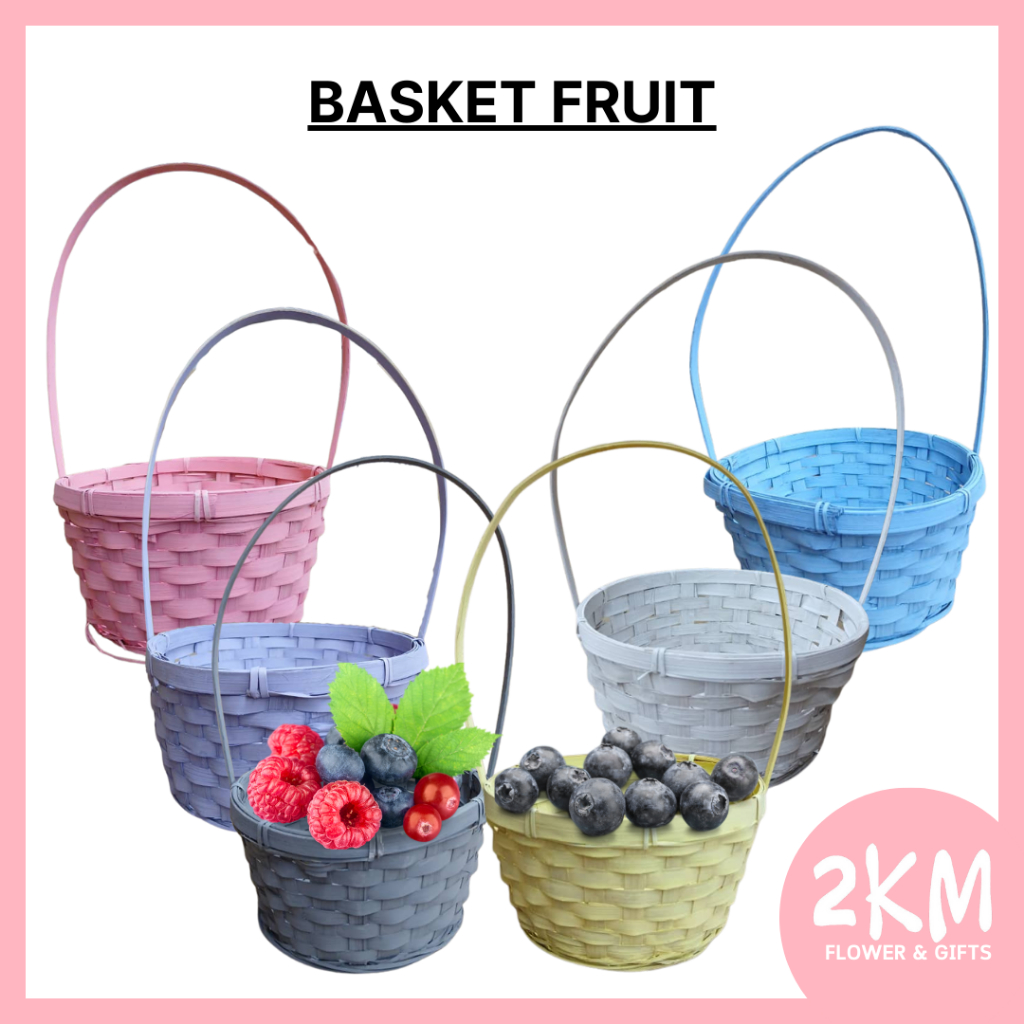 BASKET FRUIT with handle Hamper Rattan Basket Bakul Rotan Buluh ...