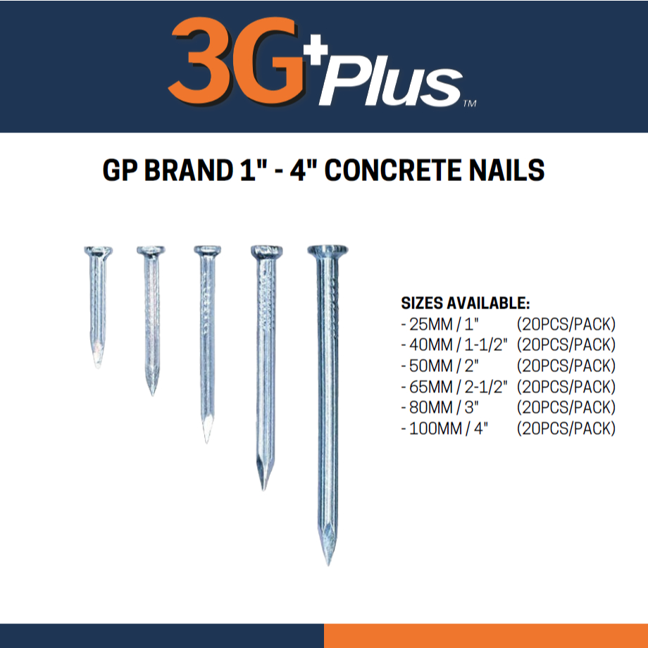 [LOOSE PACK] [1" - 4"] GP Brand Concrete Nail / Wall Nail / Paku Simen ...