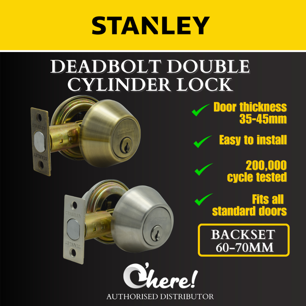 Stanley Deadbolt Double Cylinder Lock 60/70mm/ Deadbolt Lock / Door ...