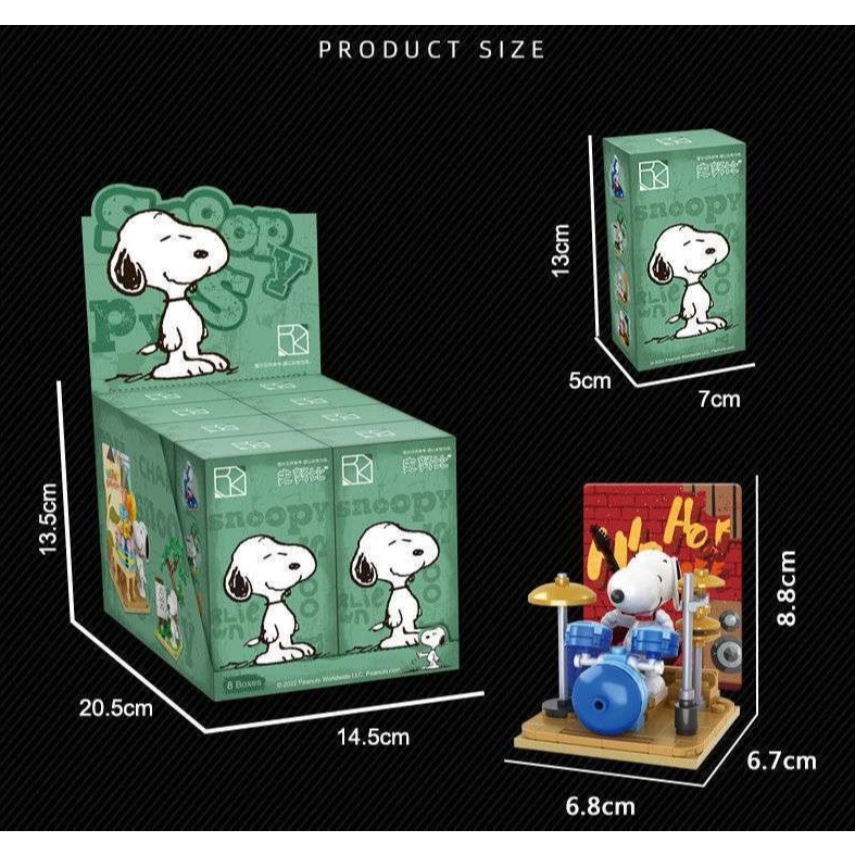 [100% Authentic] One Set (8 box) Snoopy Blind Box Building Blocks Block ...
