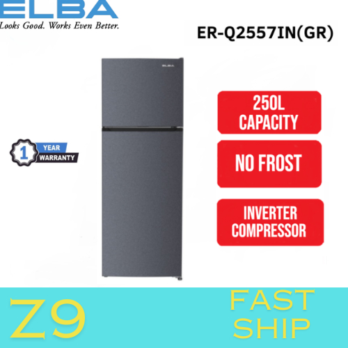 Elba ER-Q2557IN(GR) 250L Inverter Refrigerator No Frost Peti Sejuk ...