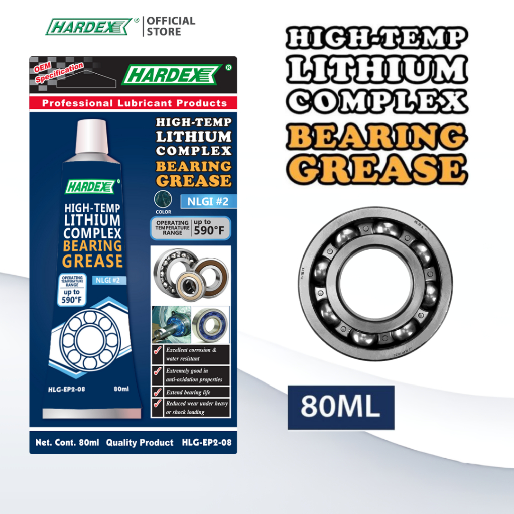 HARDEX High-Temp Lithium Complex Bearing Grease NLGI #2 - 80ml (HLG-EP2 ...