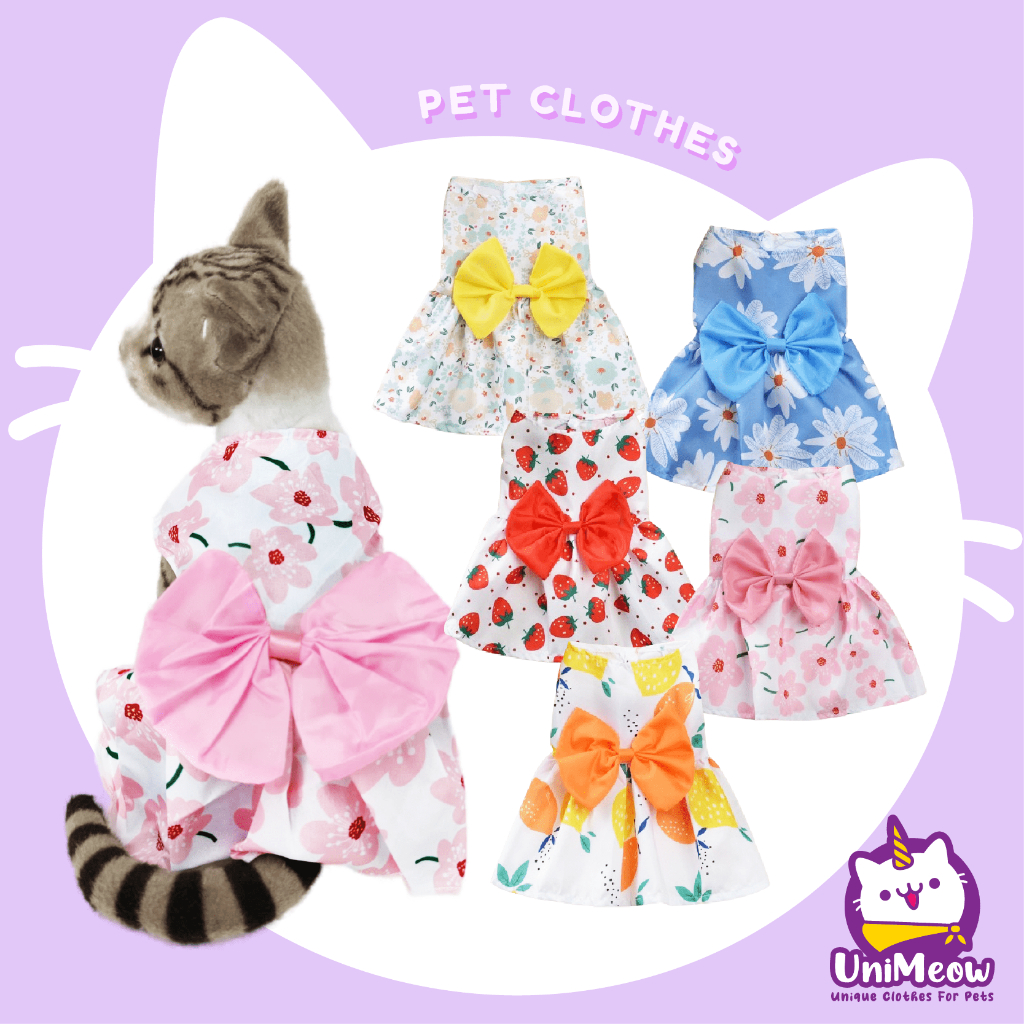 UniMeow Baju Kucing Dress Betina Pet Comel Cute Dress Shirt Clothes ...