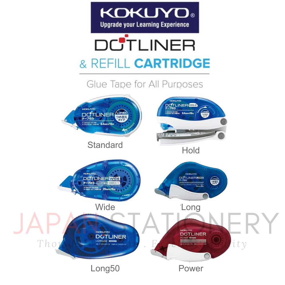 KOKUYO Dotliner Glue Tape Standard, Long, Hold, Long50, Power (refill or tape set) TA-DM400-08N ...