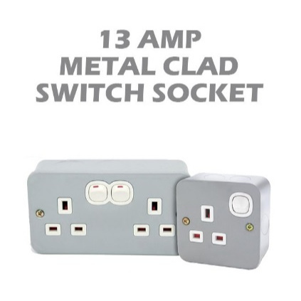 (SIRIM) 13AMP Metal Socket ONLY 13A Heavy Duty Clad Hardcore Switched ...