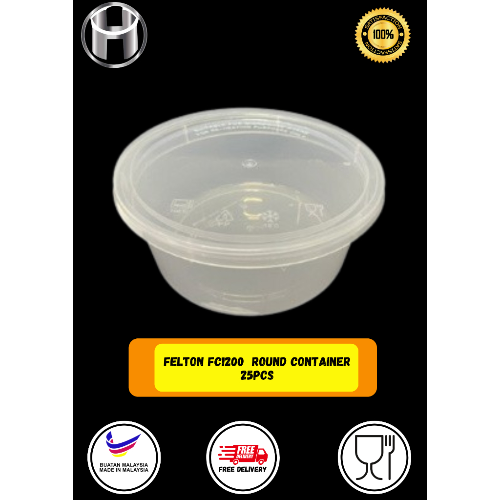 FELTON FC1200 ROUND CONTAINER 25PCS/ FELTON ROUND CONTAINER | Shopee Malaysia