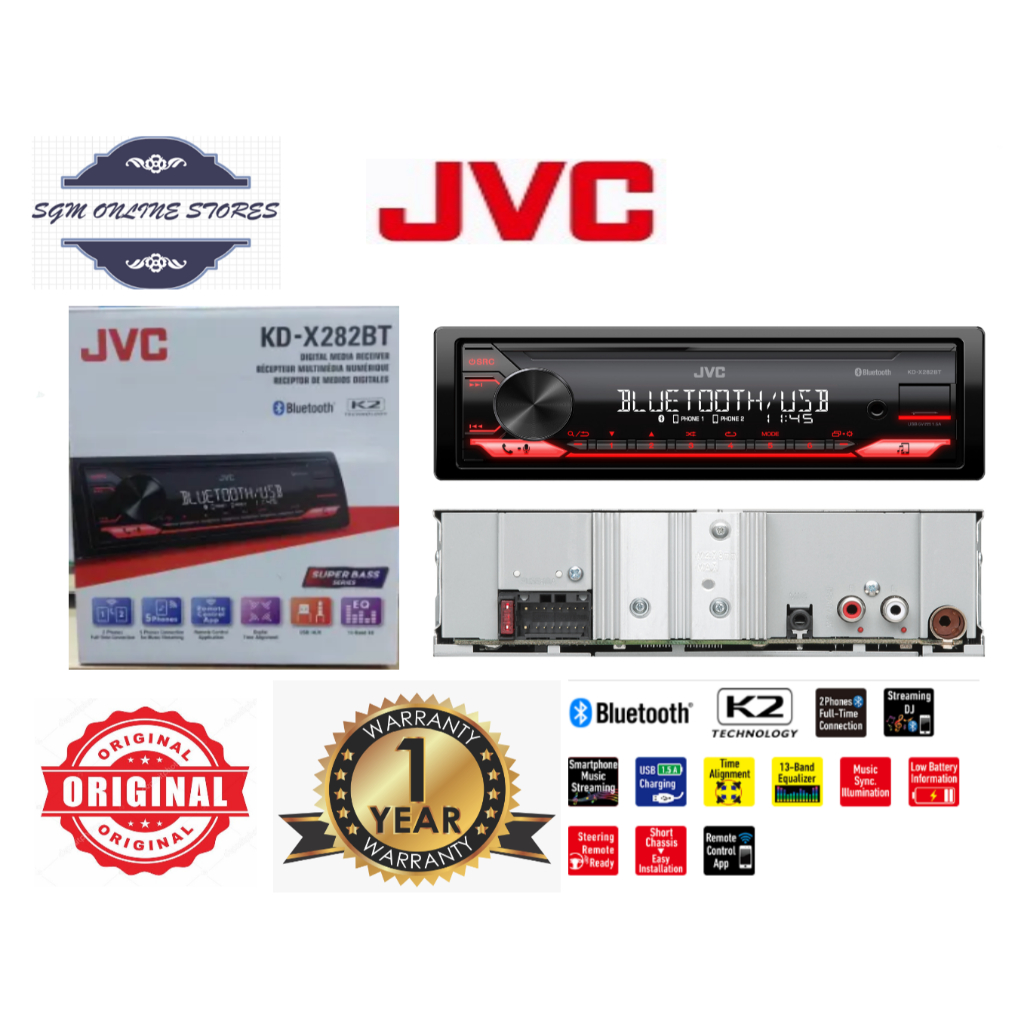 JVC KD-X282BT Car Player with Bluetooth USB 13-Band EQ FLAC | Shopee Malaysia