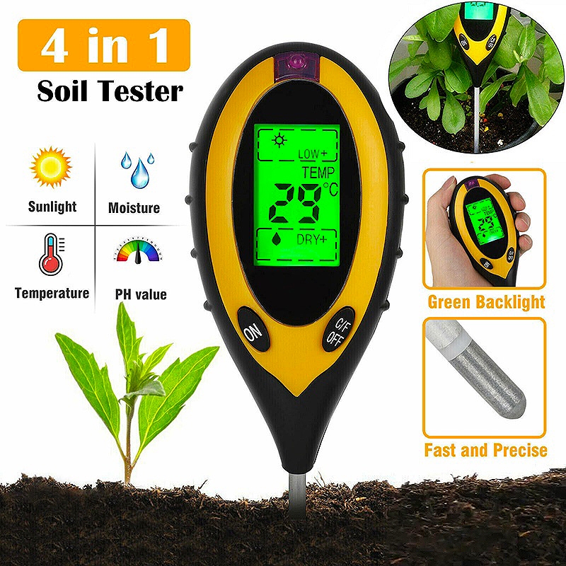 4-in-1 Pro Soil PH Meter Gardening Tool Soil Tester Kit with Moisture ...