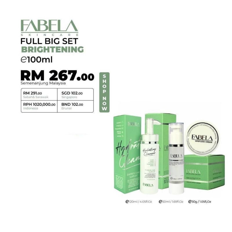 BIG SET BRIGHTENING FABELA skincare | Shopee Malaysia