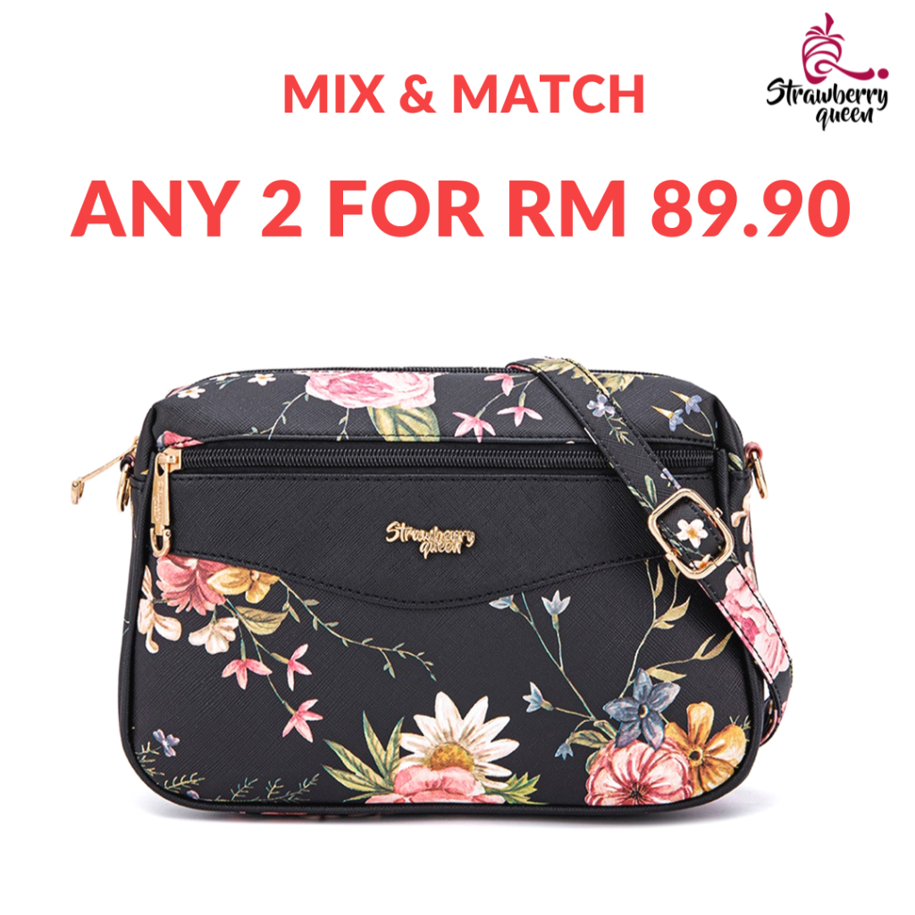 [ANY 2 AT RM89.90] Strawberry Queen Women Coco Sling Bag With Gold ...