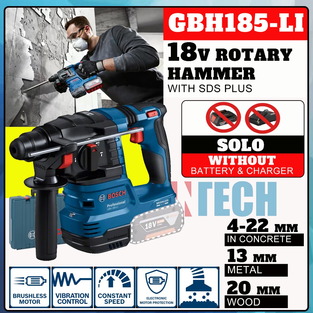 BOSCH GBH185-LI OR GBH180-LI 18V CORDLESS ROTARY HAMMER BRUSHLESS MOTOR ...
