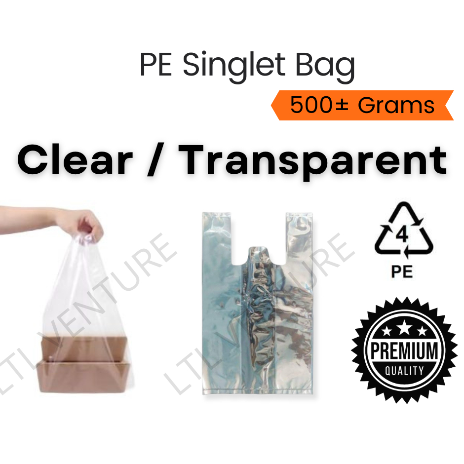 (500g) PE Singlet Bag Clear Transparent/Plastik Tangkai Sinar Jernih ...
