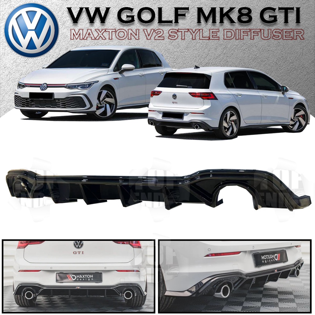 VOLKSWAGEN GOLF MK8 GTI R/R-LINE MAXTON V2 REAR VALANCE DIFFUSER REAR ...