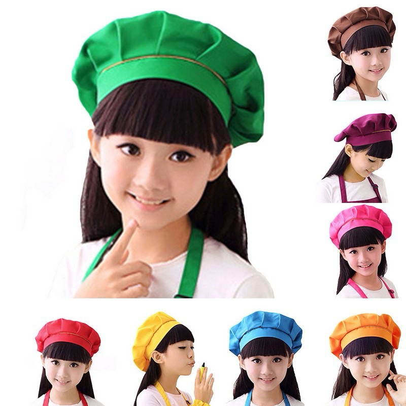 Kids Headwear Children's Chef Hat Boy Girl Kitchen Work Caps Topi Budak ...