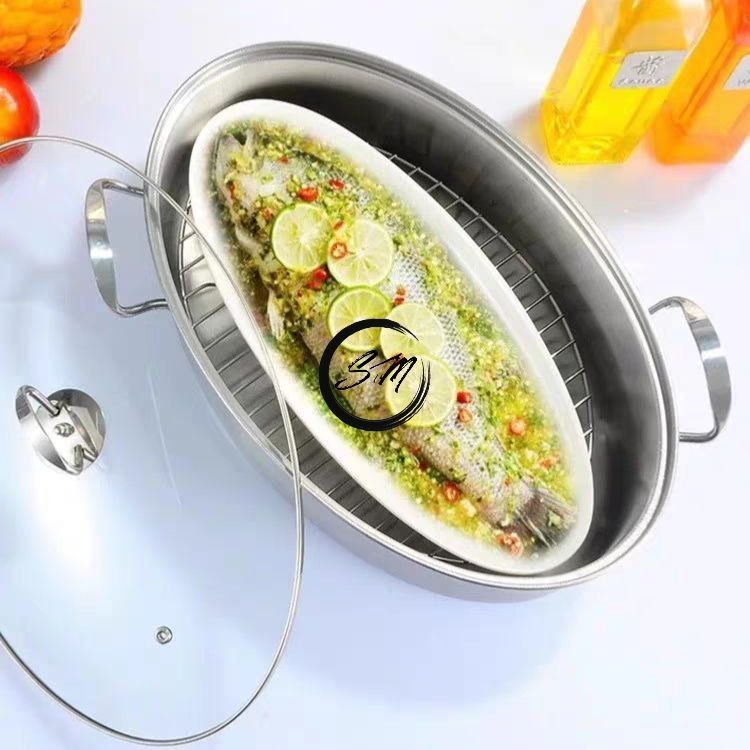 Multifunction Stainless Steel Steamed Fish Pot 2 Layer Oval Steamer ...