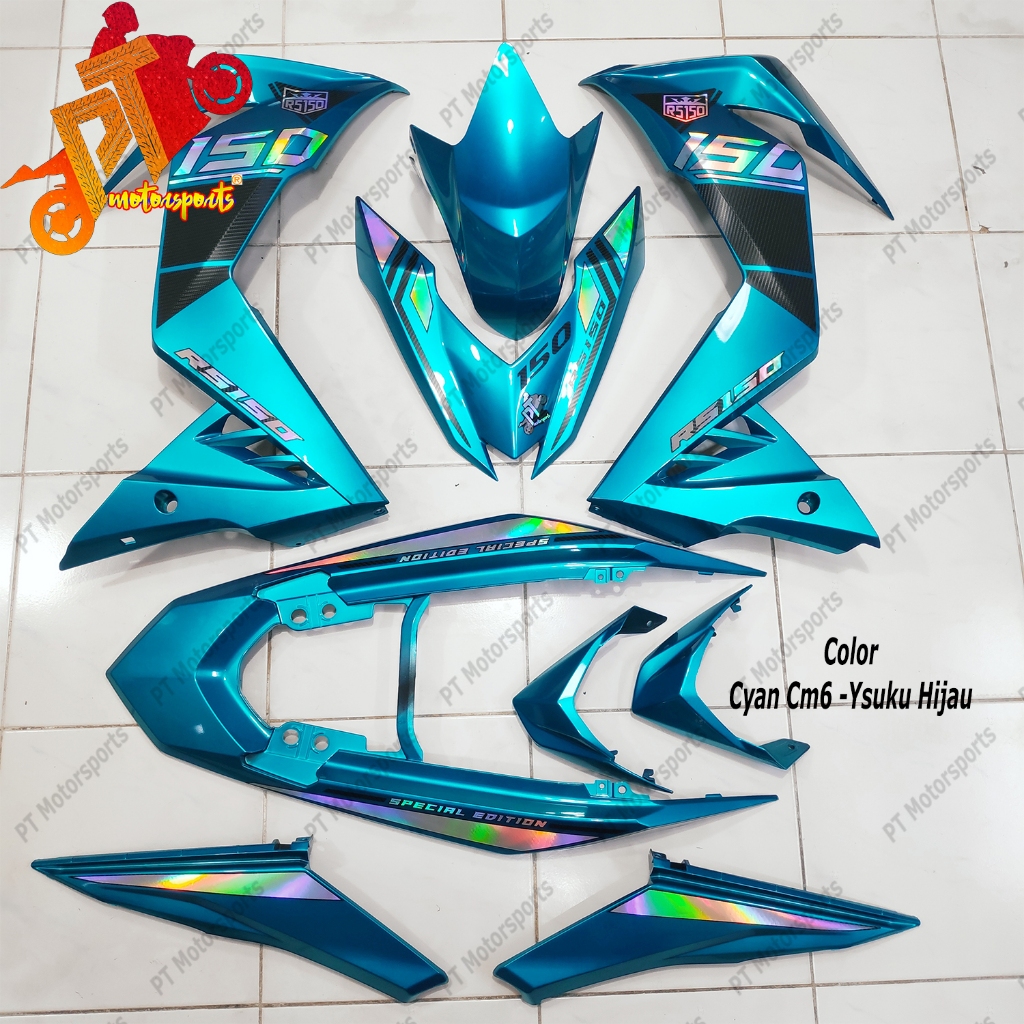 Honda Rs 150 Rs150R Rs150 V1 V2 Cover Set Cyan Hijau Carbon Pelaing ...