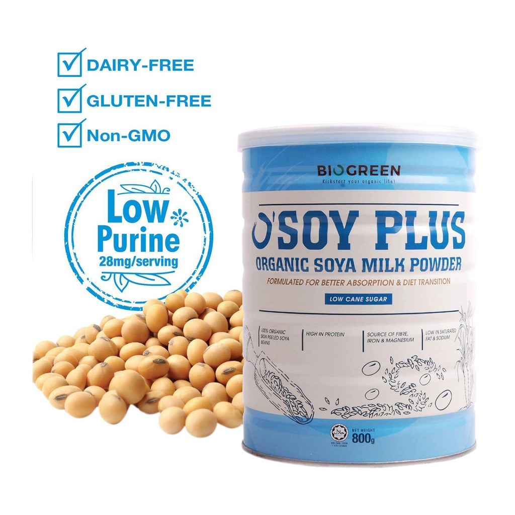 Biogreen O'Soy Plus Soya Milk Powder (Low Cane Sugar) (800g) | Shopee ...