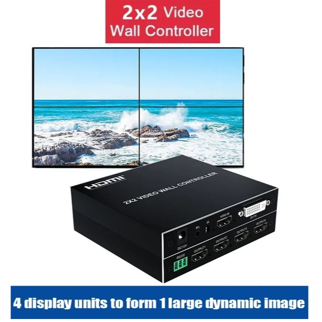 1080P 2x2 Video Wall Controller DVI HDTV Video Processor Channel TV ...