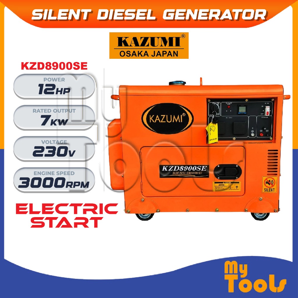 Mytools KAZUMI JAPAN KZD8900SE Silent Diesel Generator 7000W (Electric ...