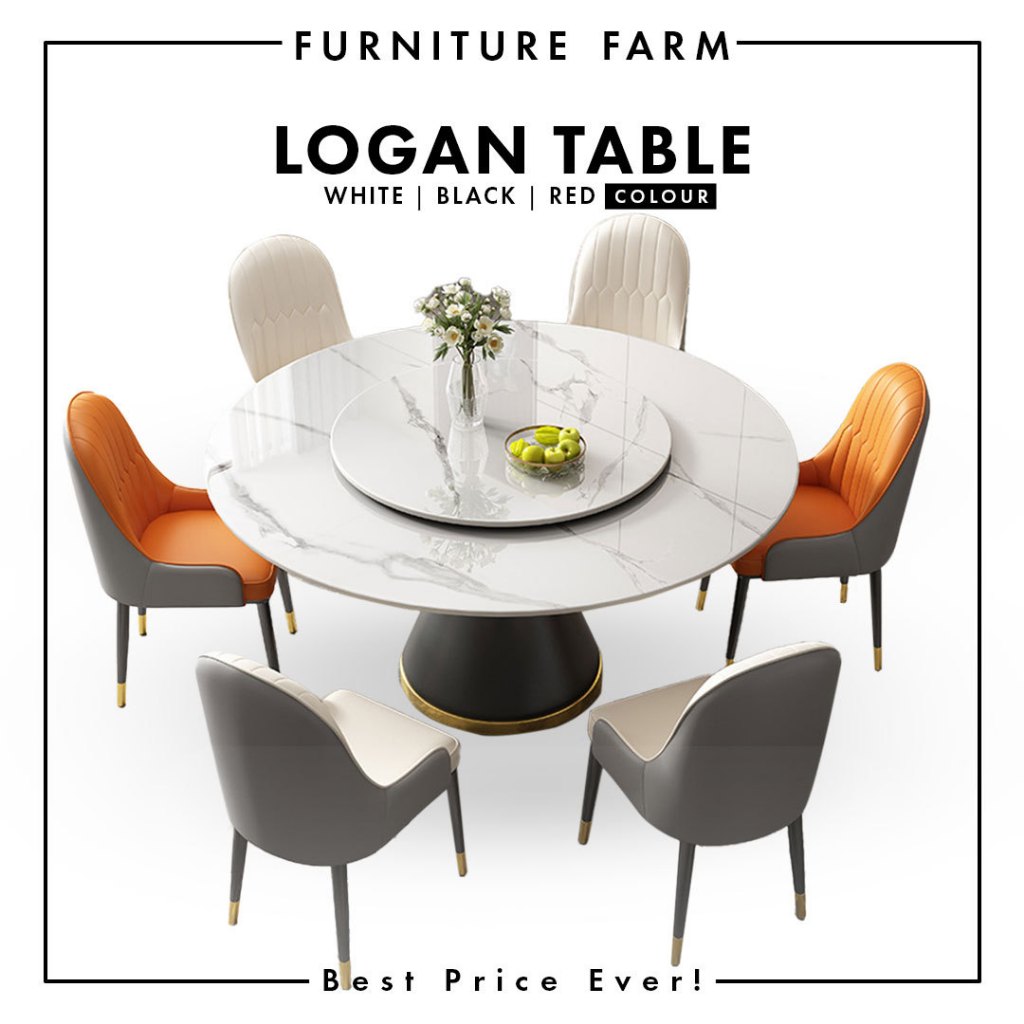 F&F : Logan Marble Sintered Stone Table meja makan / round table ONLY ...