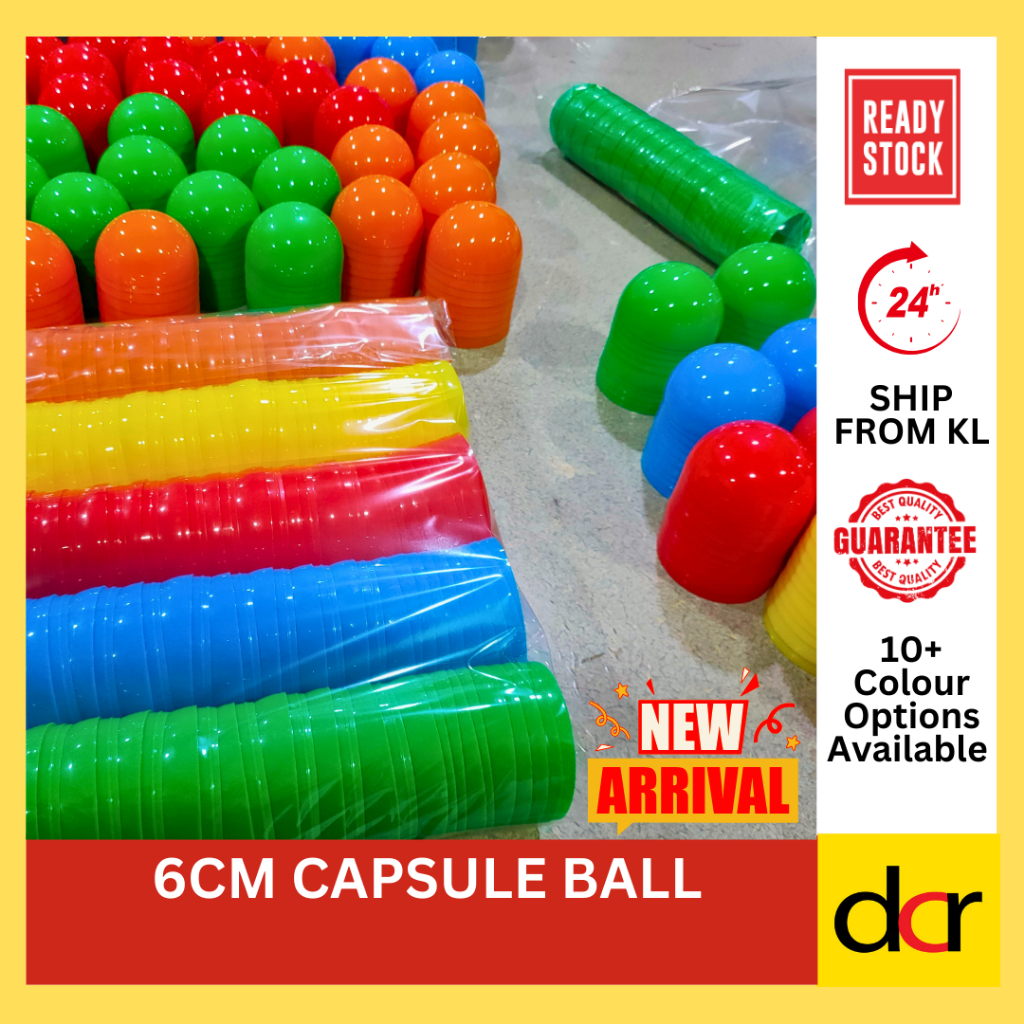 50pcs 6cm 60mm Colorful Capsule Ball Lucky Draw Ball Gashapon Empty ...