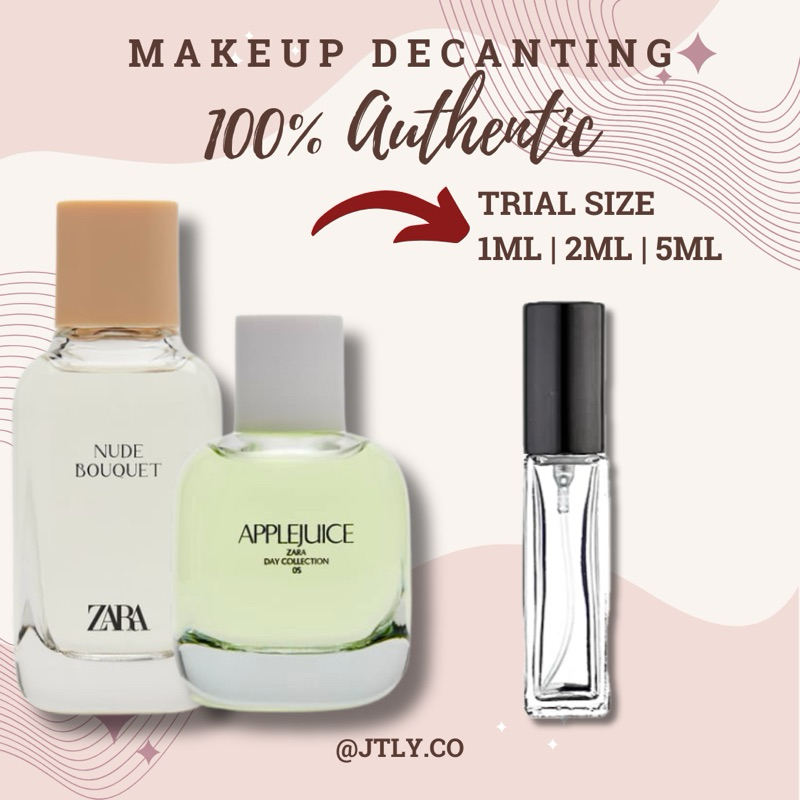 💯Authentic Z@ra Perfume Decanting Apple Juice Orchid Nude Bouquet Trial ...