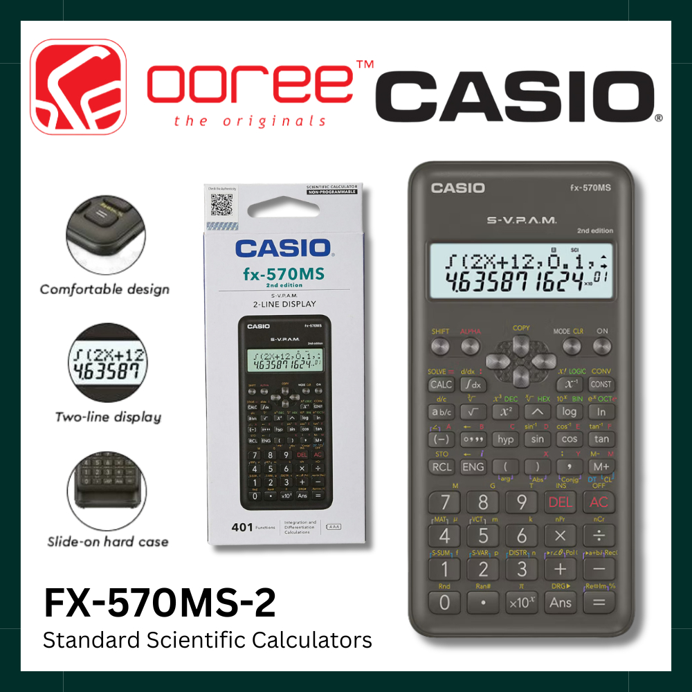 CASIO FX-570MS-2 STANDARD SCIENTIFIC CALCULATORS (2ND EDITION) WITH 2 ...