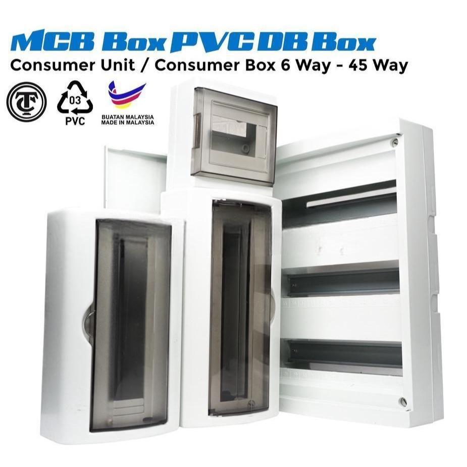 TC Surface PVC MCB DB BOX 6 Way - 45 Way Consumer Unit / Consumer Box ...