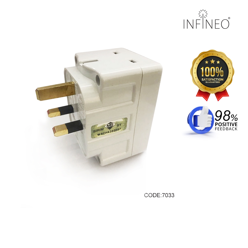 13Amp 3 Way 3 Pin Adapter Electric Safety Socket With SIRIM Approved ...